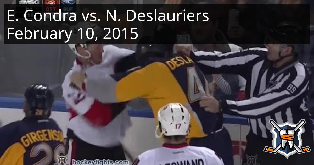 Erik Condra vs. Nicolas Deslauriers, February 10, 2015 - Ottawa Senators vs. Buffalo Sabres ...