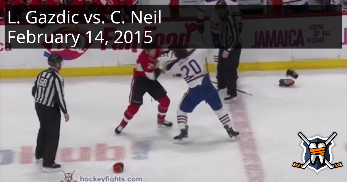 Luke Gazdic vs. Chris Neil, February 14, 2015 - Edmonton Oilers vs ...