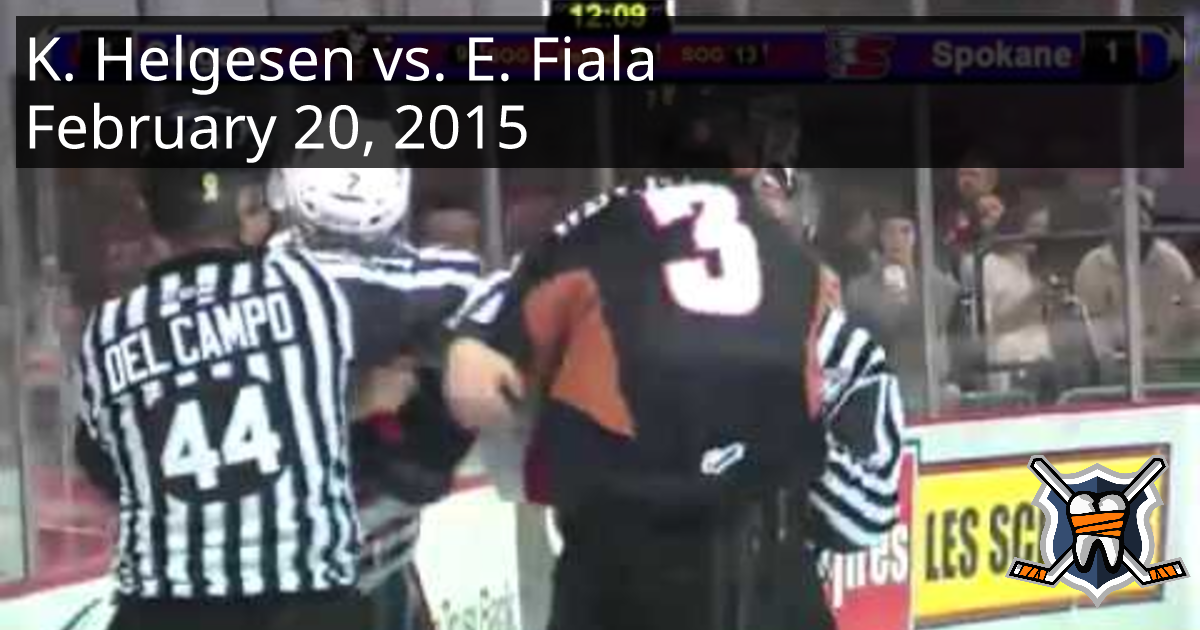 Kenton Helgesen vs. Evan Fiala, February 20, 2015 - Calgary Hitmen vs ...