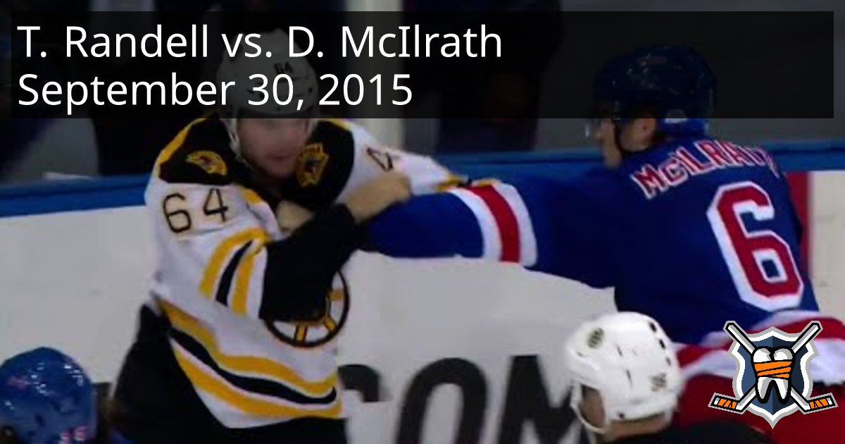 Tyler Randell vs. Dylan McIlrath, September 30, 2015 - Boston Bruins vs ...