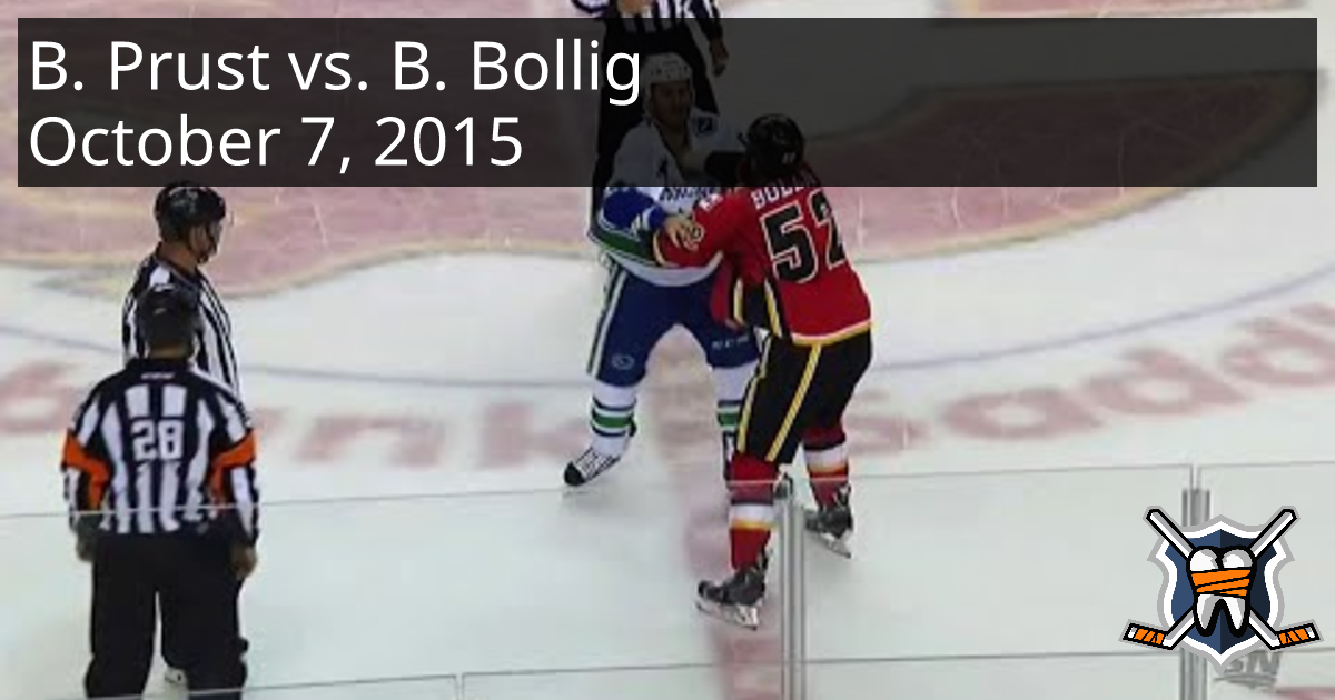 Brandon Prust vs. Brandon Bollig, October 7, 2015 - Vancouver Canucks ...