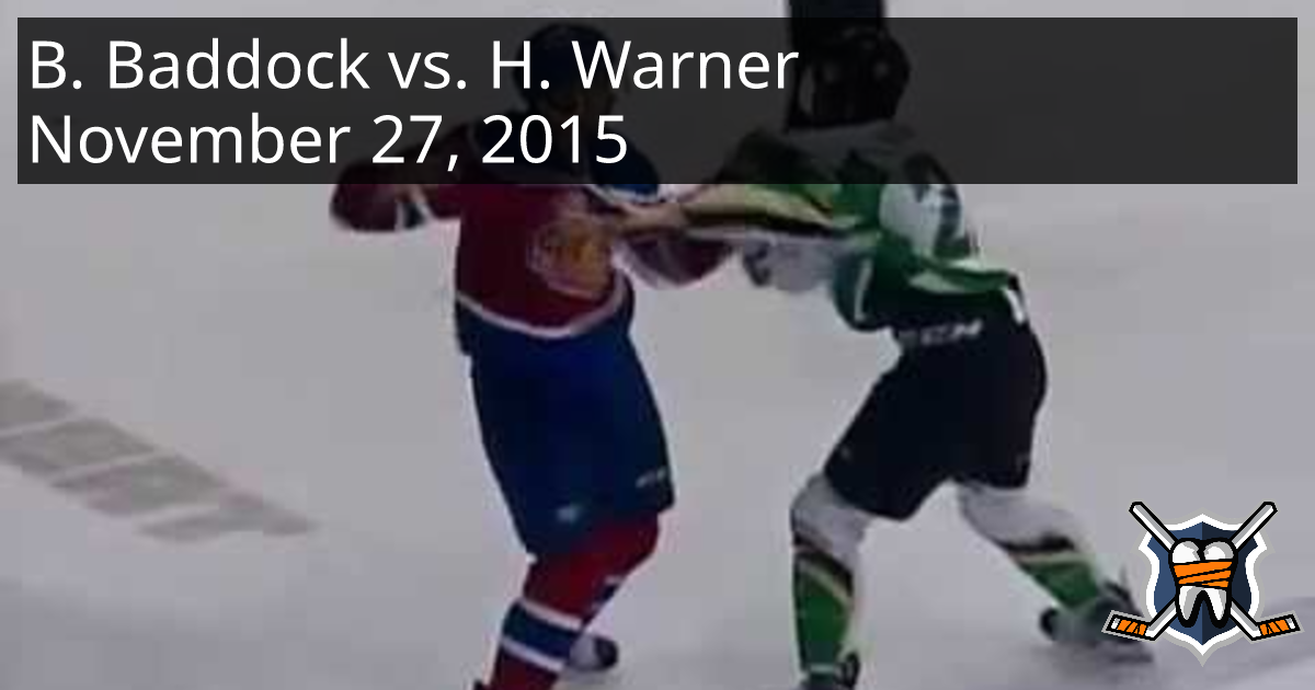 Brandon Baddock vs. Hunter Warner, November 27, 2015 - Edmonton Oil ...