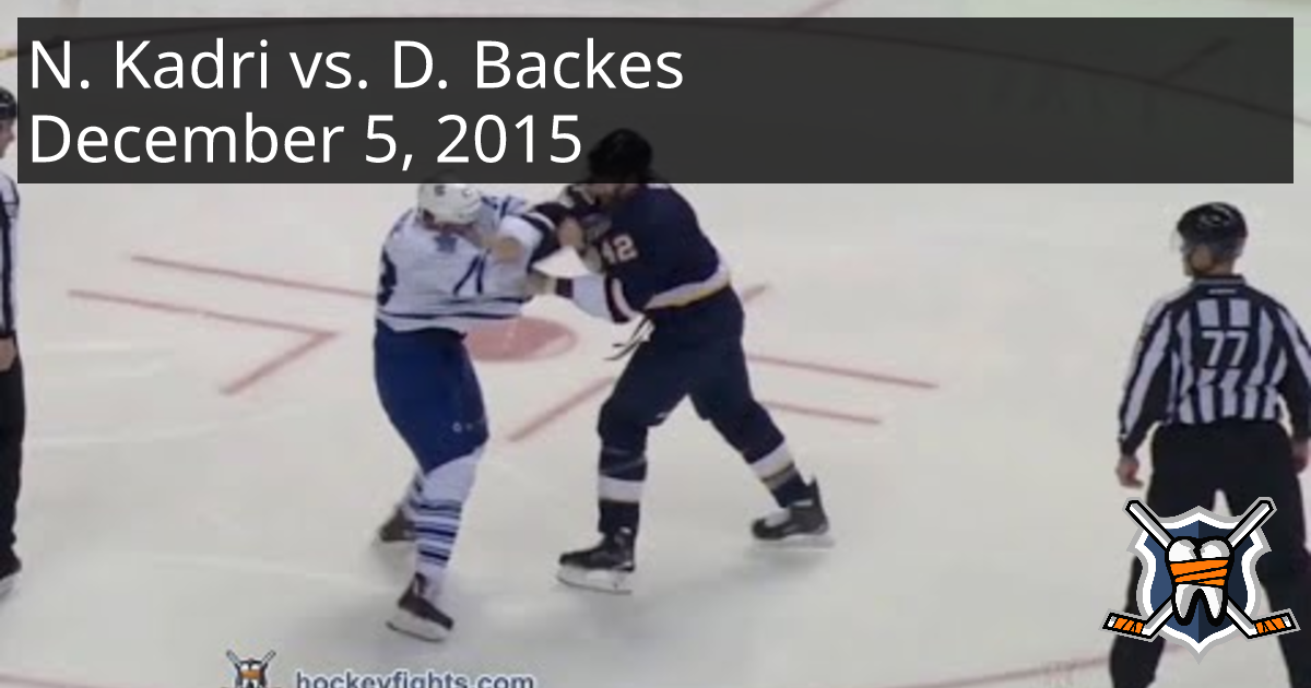 Nazem Kadri vs. David Backes, December 5, 2015 - Toronto Maple Leafs vs ...