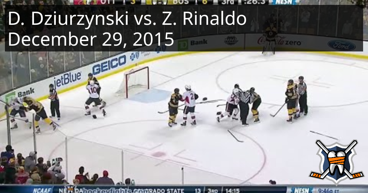 David Dziurzynski vs. Zac Rinaldo, December 29, 2015 - Ottawa Senators ...