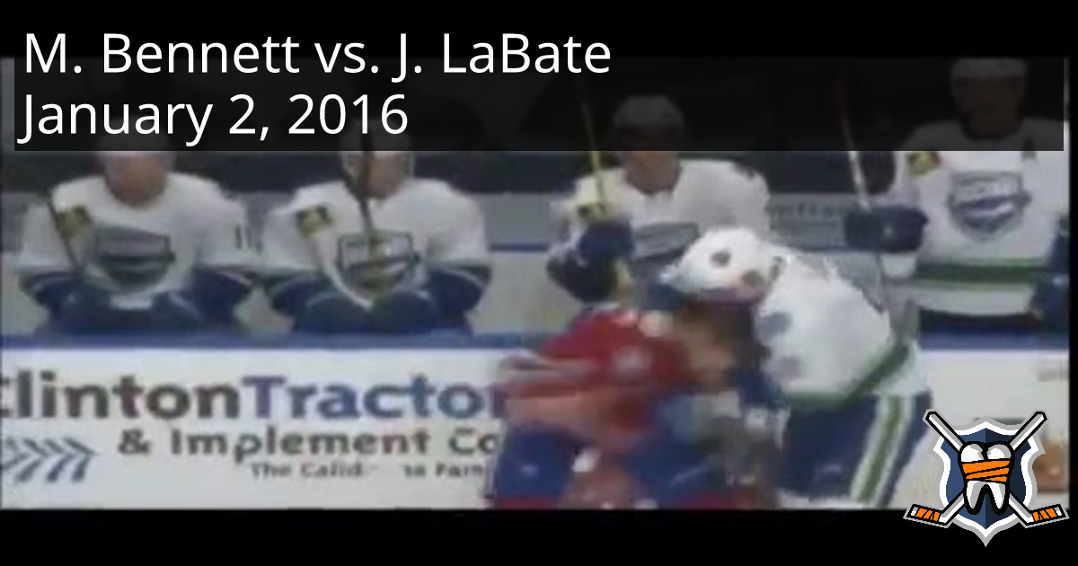 Mac Bennett vs. Joseph LaBate, January 2, 2016 - St. John's IceCaps vs ...