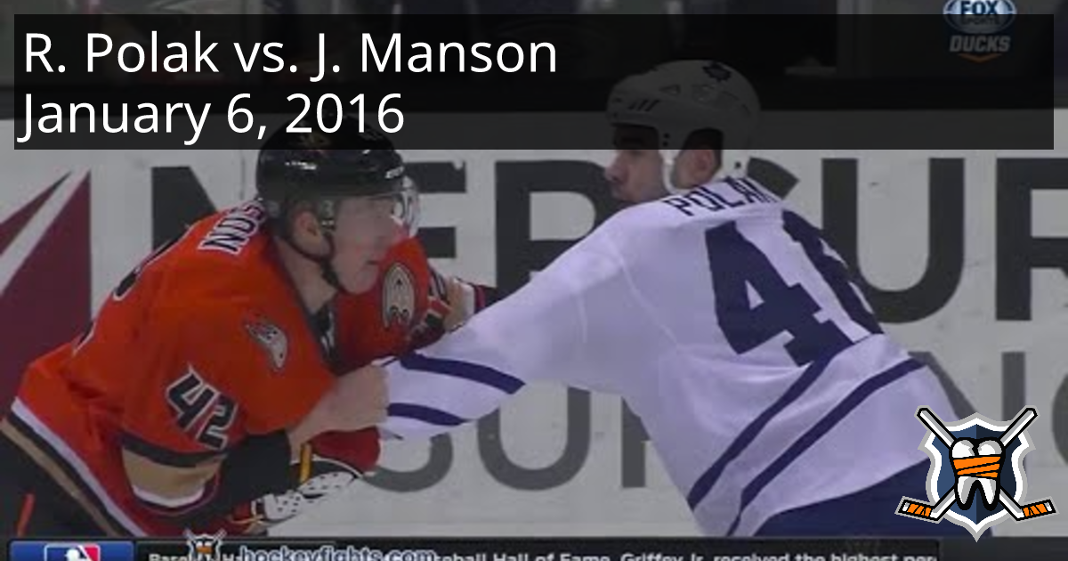 Roman Polak vs. Josh Manson, January 6, 2016 - Toronto Maple Leafs vs ...