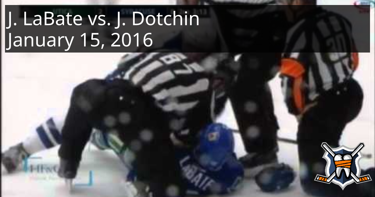 Joseph LaBate vs. Jake Dotchin, January 15, 2016 - Utica Comets vs ...