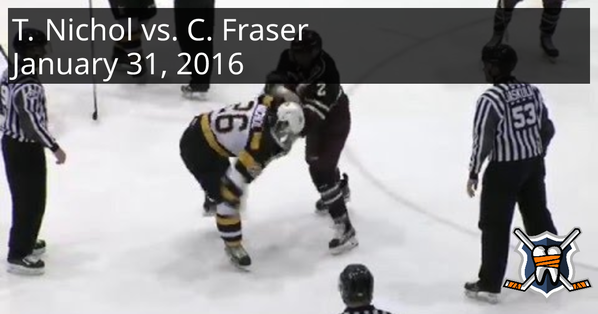 Ted Nichol vs. Cole Fraser, January 31, 2016 - Kingston Frontenacs vs ...