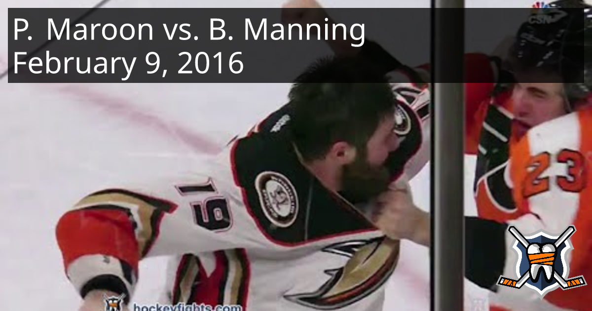 Pat Maroon vs. Brandon Manning, February 9, 2016 - Anaheim Ducks vs ...