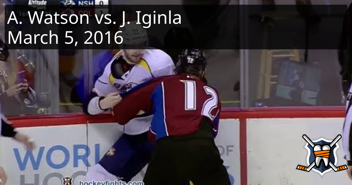 Austin Watson vs. Jarome Iginla, March 5, 2016 - Nashville Predators vs ...