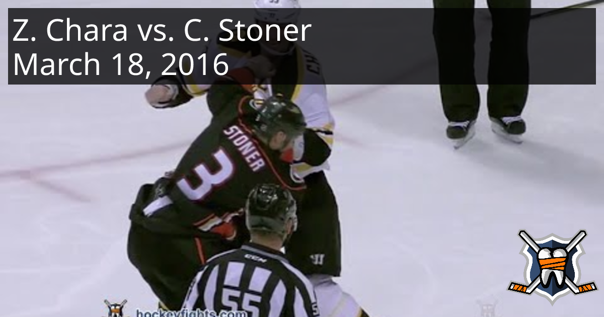 Zdeno Chara vs. Clayton Stoner, March 18, 2016 - Boston Bruins vs ...