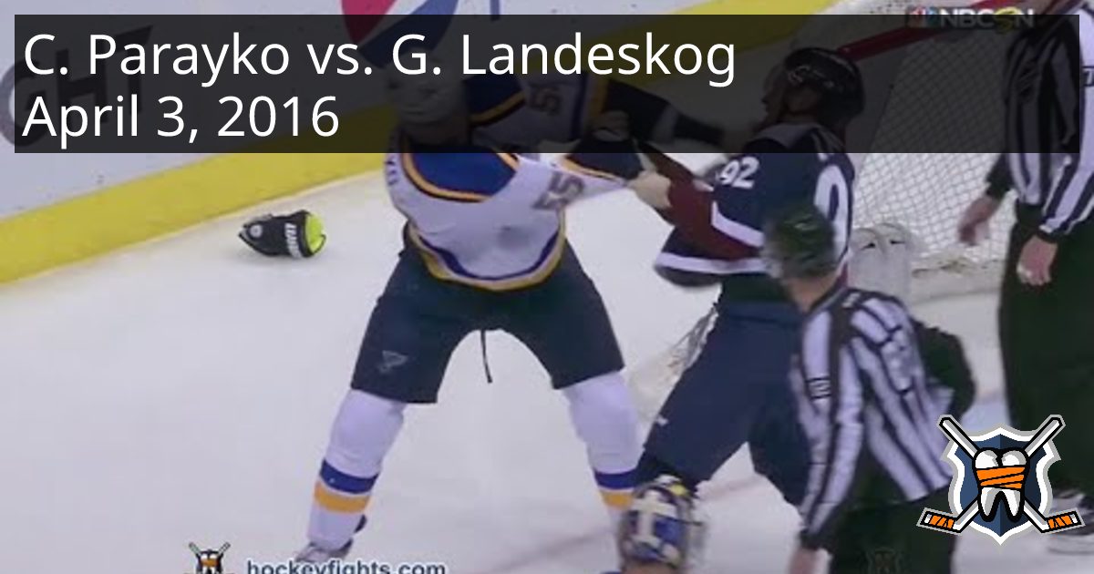 Colton Parayko vs. Gabriel Landeskog, April 3, 2016 - St Louis Blues vs ...