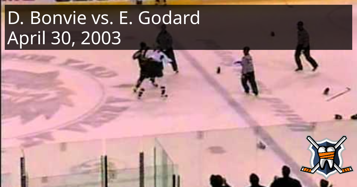 Dennis Bonvie vs. Eric Godard, April 30, 2003 - Binghamton Senators vs ...