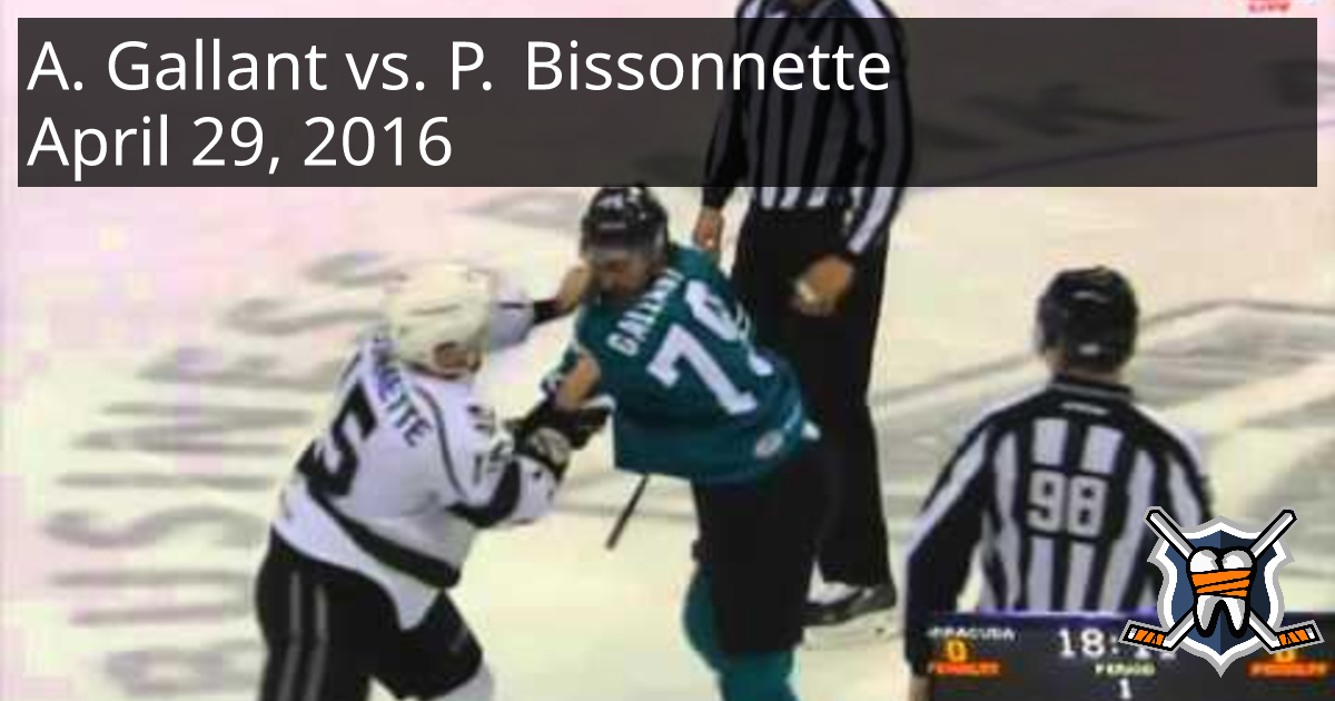 Alex Gallant vs. Paul Bissonnette, April 29, 2016 - San Jose Barracuda ...