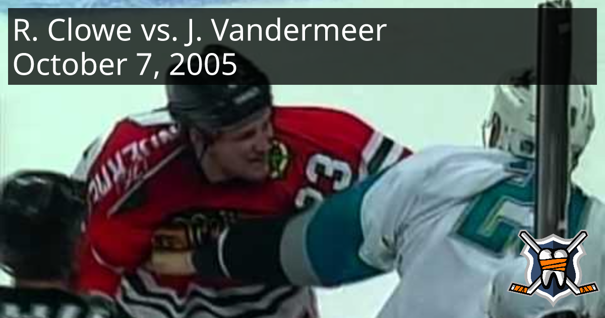 Ryane Clowe vs. Jim Vandermeer, October 7, 2005 - San Jose Sharks vs ...