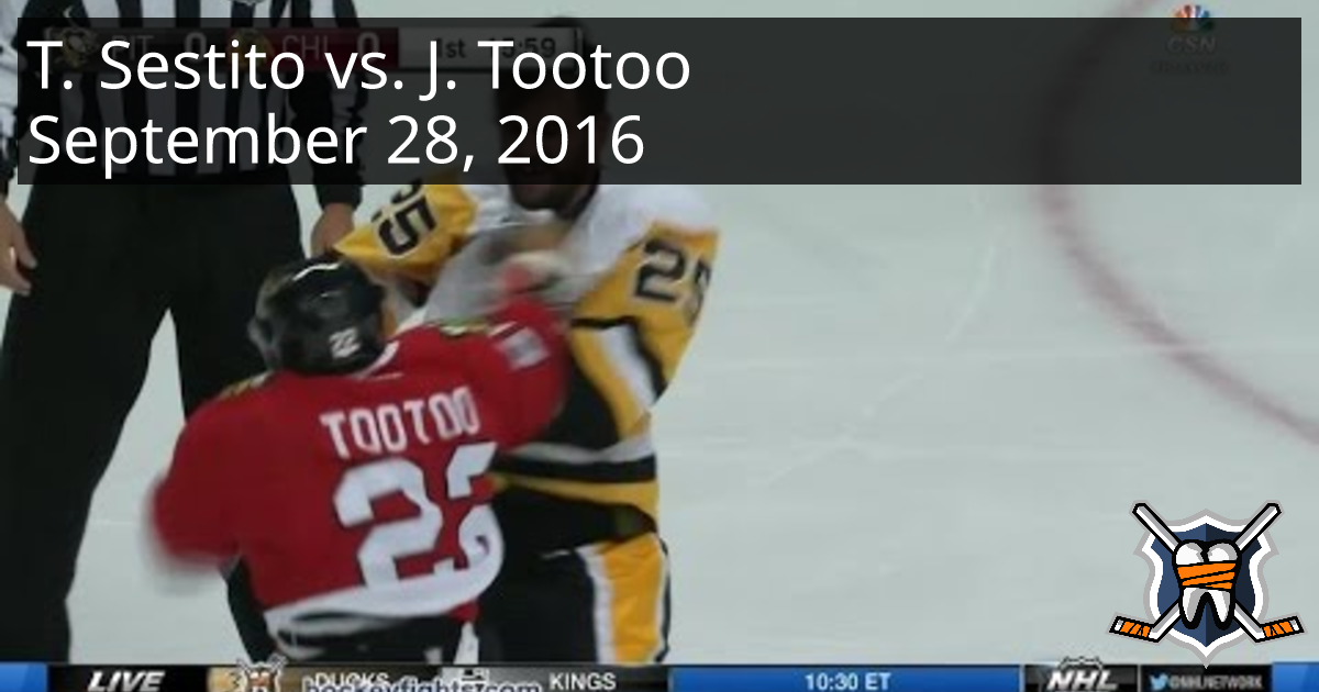 Tom Sestito vs. Jordin Tootoo, September 28, 2016 - Pittsburgh Penguins ...