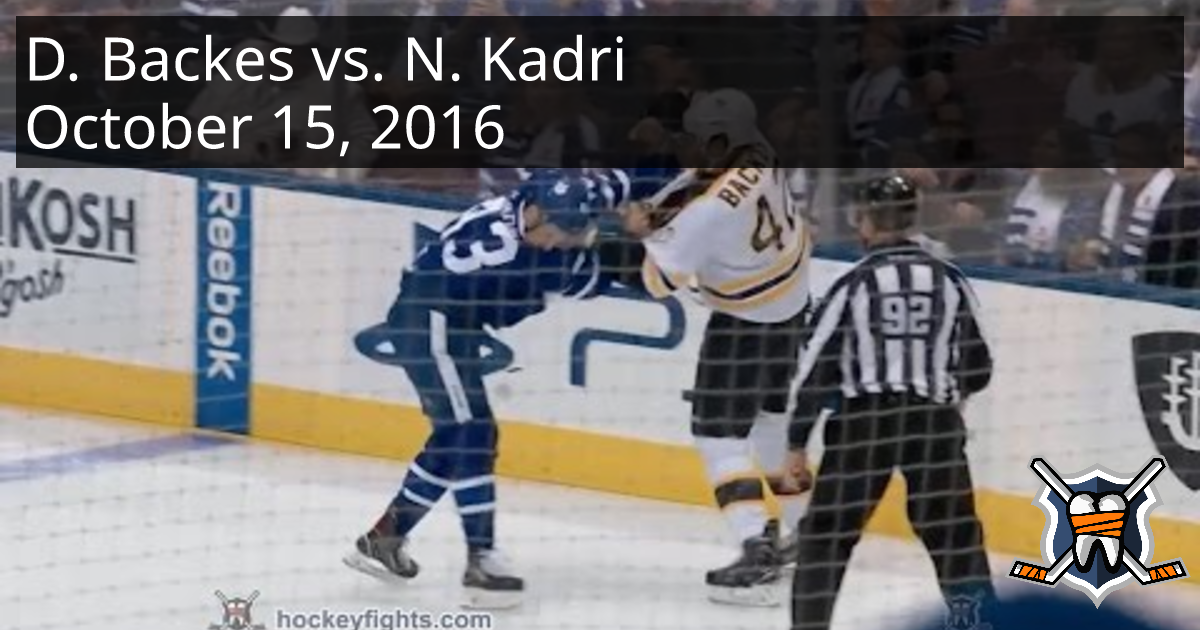 David Backes vs. Nazem Kadri, October 15, 2016 - Boston Bruins vs ...