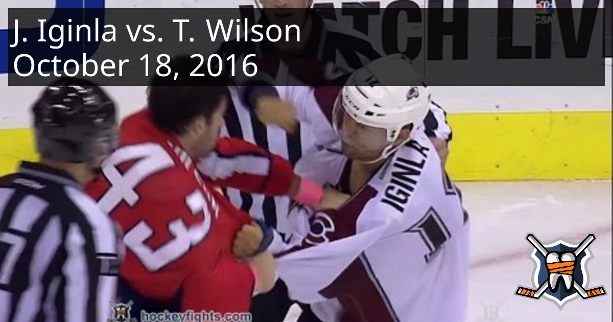 Jarome Iginla vs. Tom Wilson, October 18, 2016 - Colorado Avalanche vs ...
