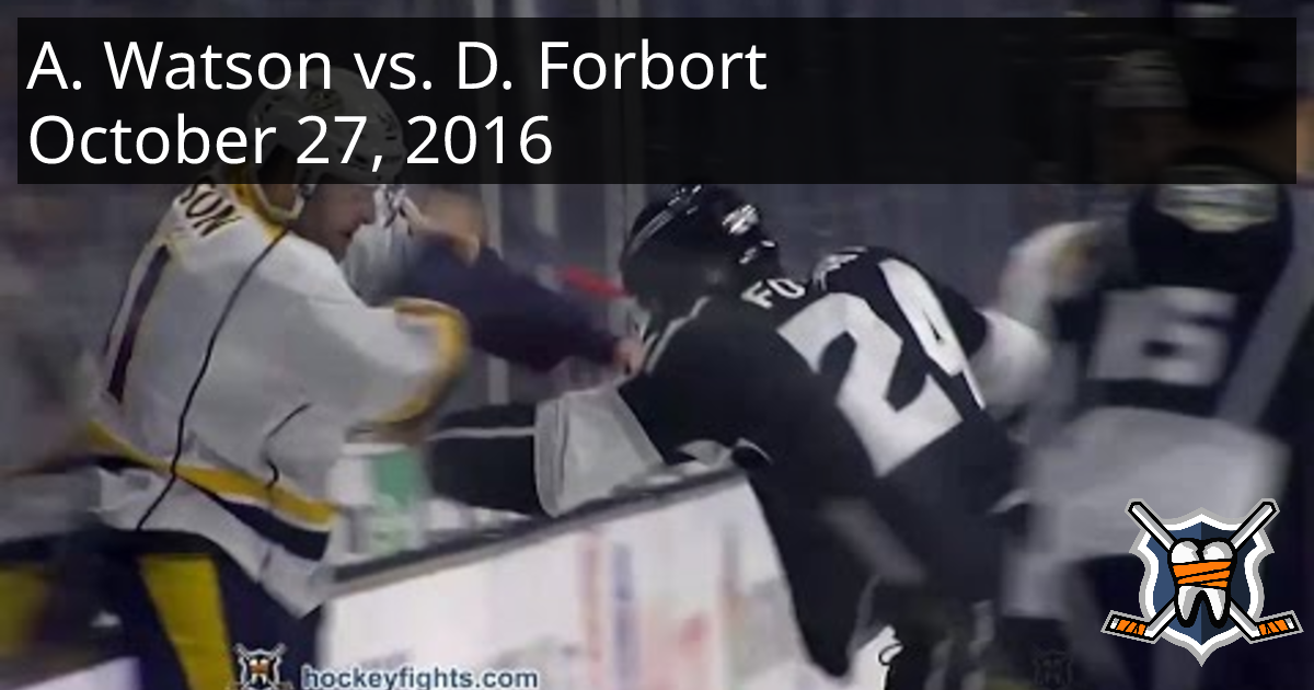Austin Watson vs. Derek Forbort, October 27, 2016 - Nashville Predators ...