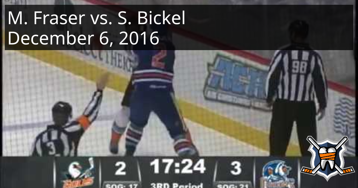 Mark Fraser vs. Stu Bickel, December 6, 2016 - Bakersfield Condors vs ...