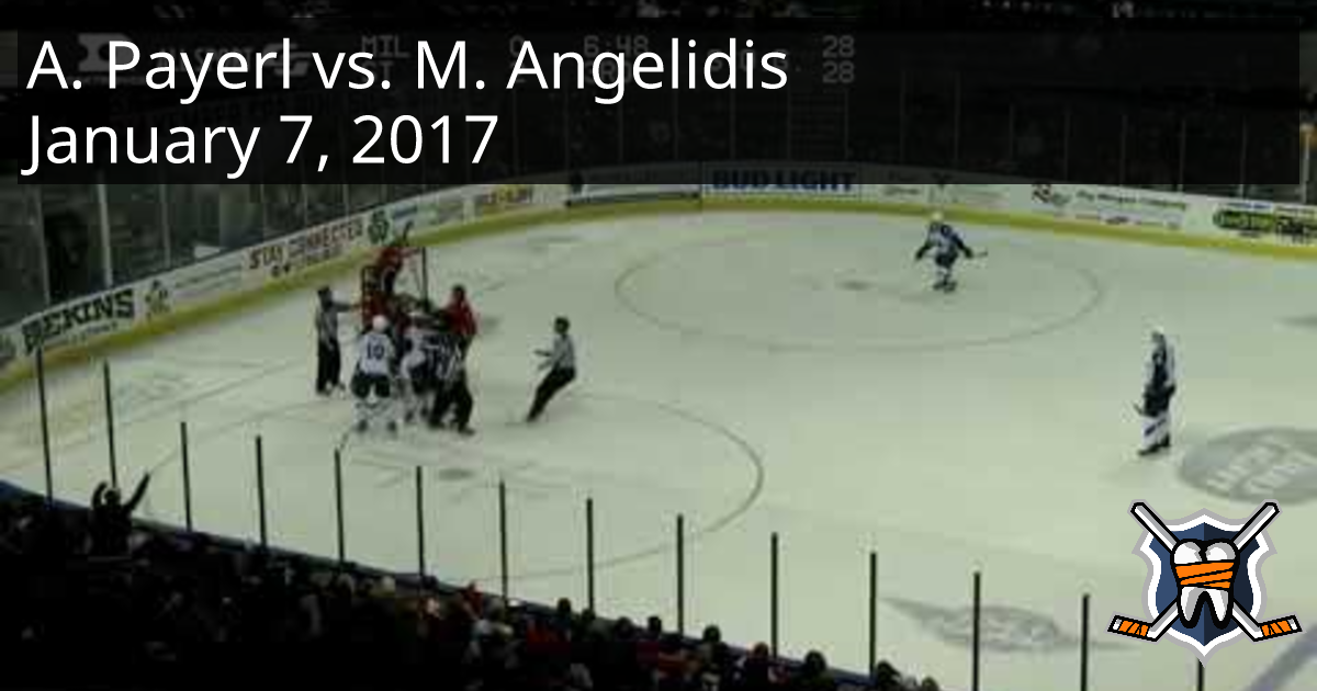 Adam Payerl vs. Mike Angelidis, January 7, 2017 - Milwaukee Admirals vs ...