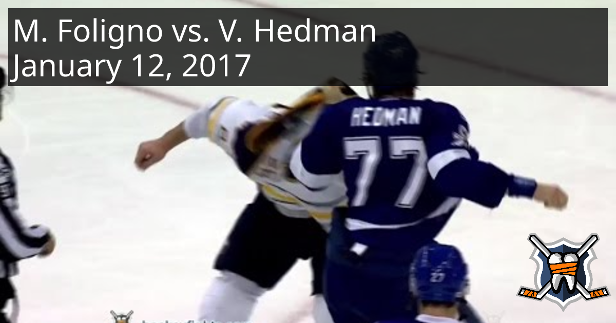 Marcus Foligno vs. Victor Hedman, January 12, 2017 - Buffalo Sabres vs ...