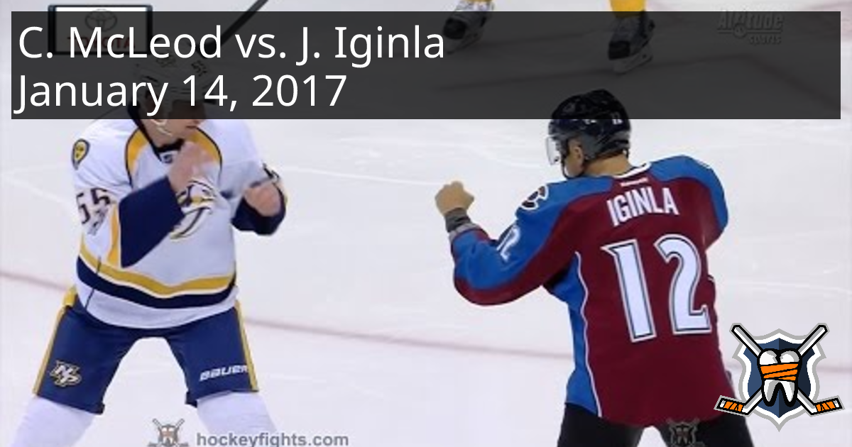 Cody McLeod vs. Jarome Iginla, January 14, 2017 - Nashville Predators ...