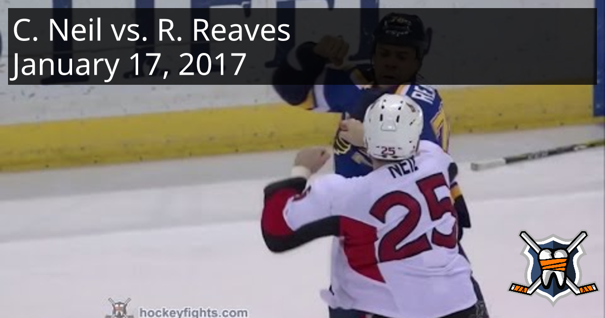 Chris Neil vs. Ryan Reaves, January 17, 2017 - Ottawa Senators vs. St ...