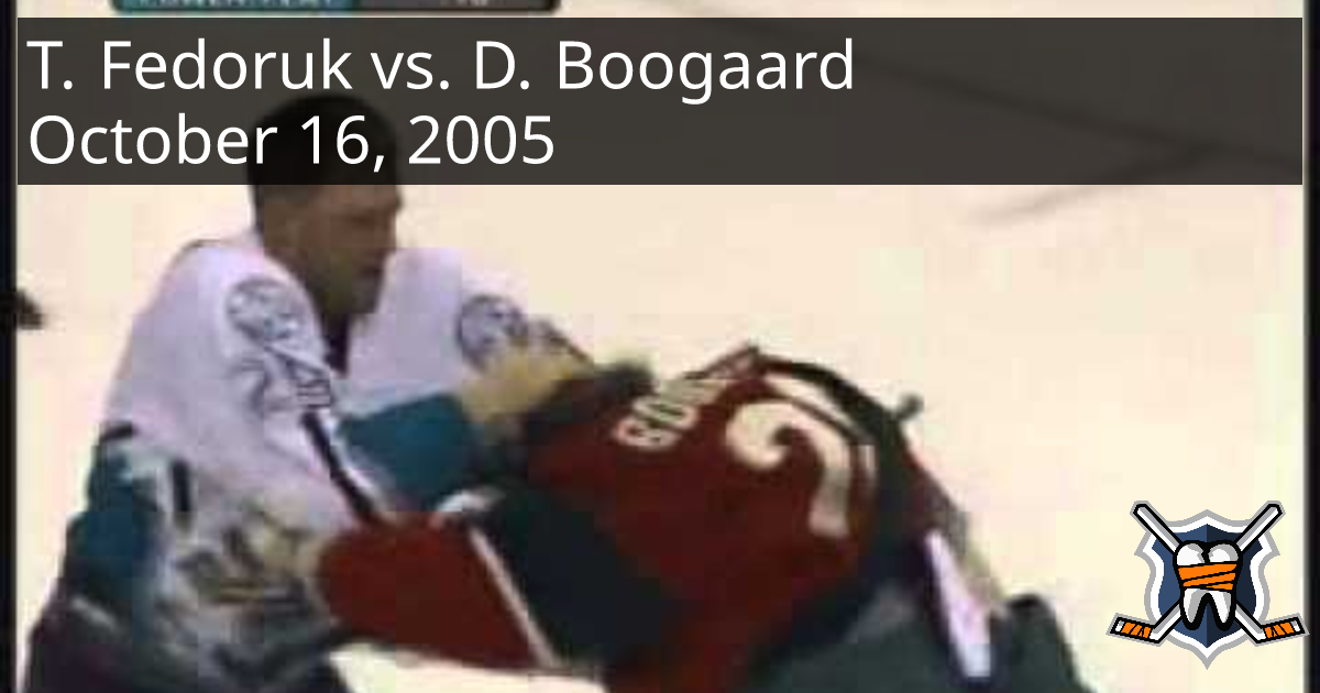 Todd Fedoruk vs. Derek Boogaard, October 16, 2005 - Anaheim Ducks vs ...