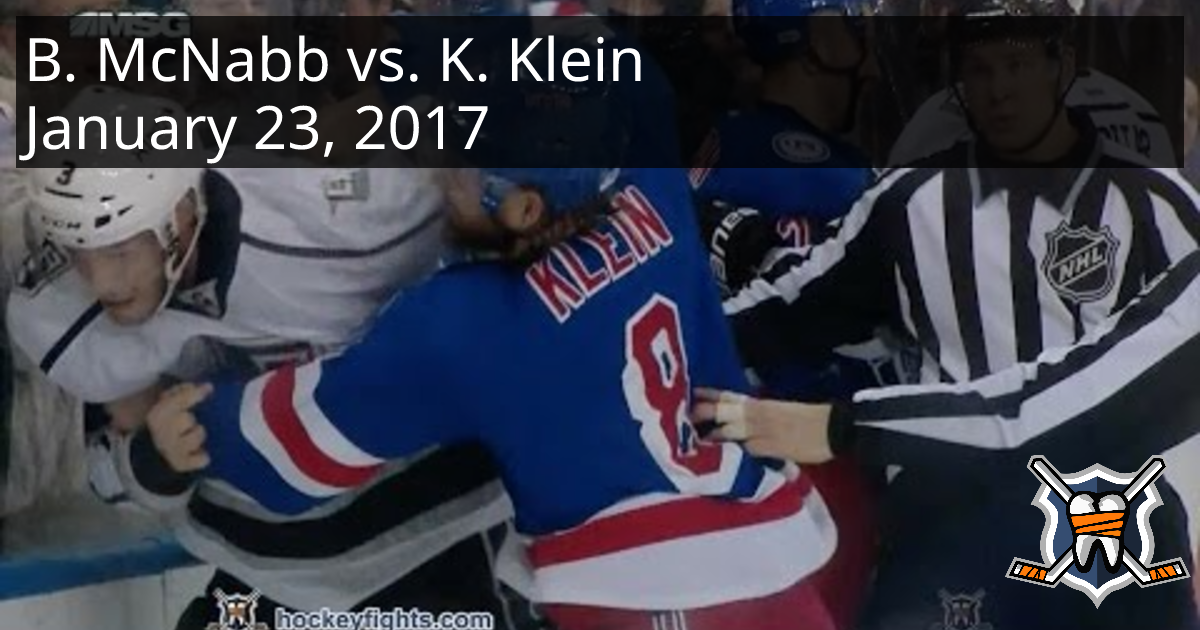 Brayden McNabb vs. Kevin Klein, January 23, 2017 - Los Angeles Kings vs ...
