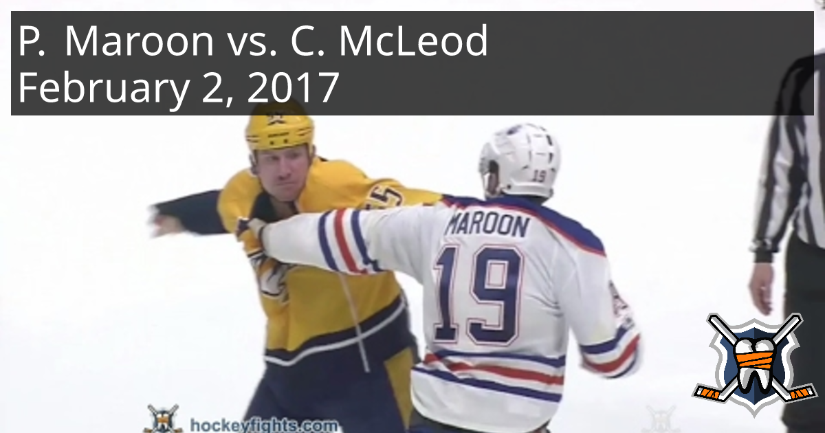 Pat Maroon vs. Cody McLeod, February 2, 2017 - Edmonton Oilers vs ...