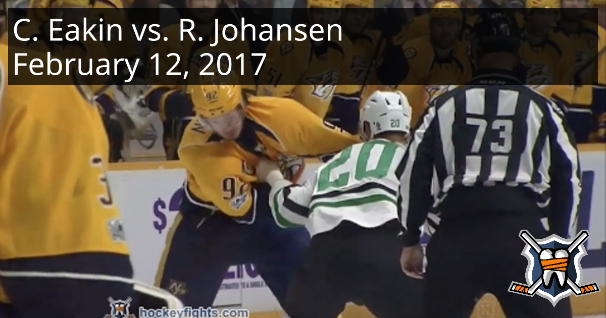 Cody Eakin vs. Ryan Johansen, February 12, 2017 - Dallas Stars vs. Nashville Predators ...