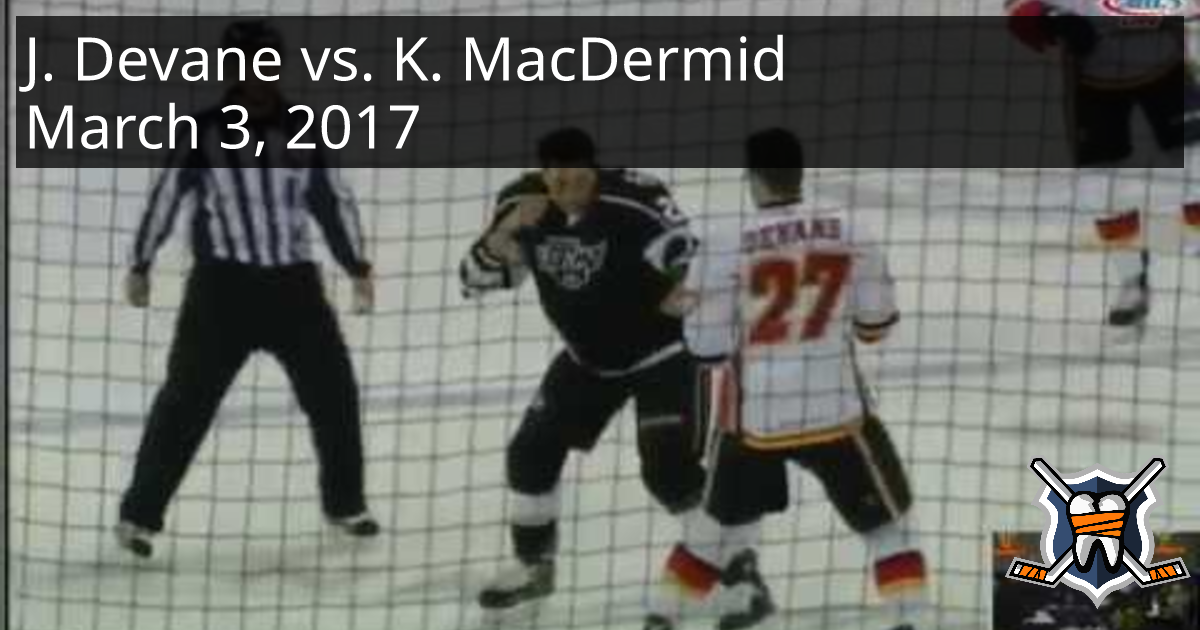 Jamie Devane vs. Kurtis MacDermid, March 3, 2017 - Stockton Heat vs ...