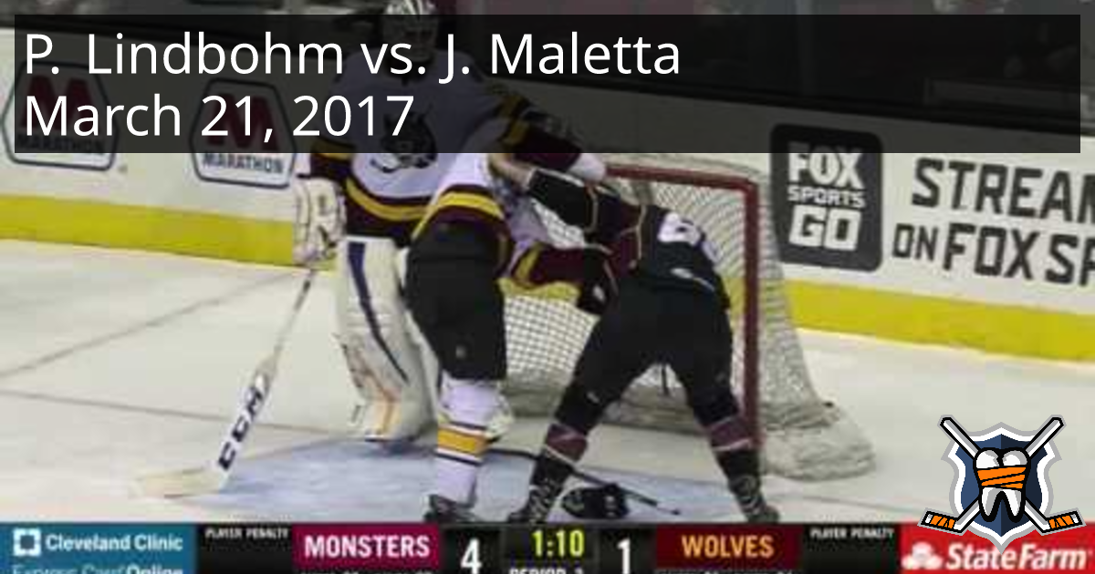 Petteri Lindbohm vs. Jordan Maletta, March 21, 2017 - Chicago Wolves vs ...