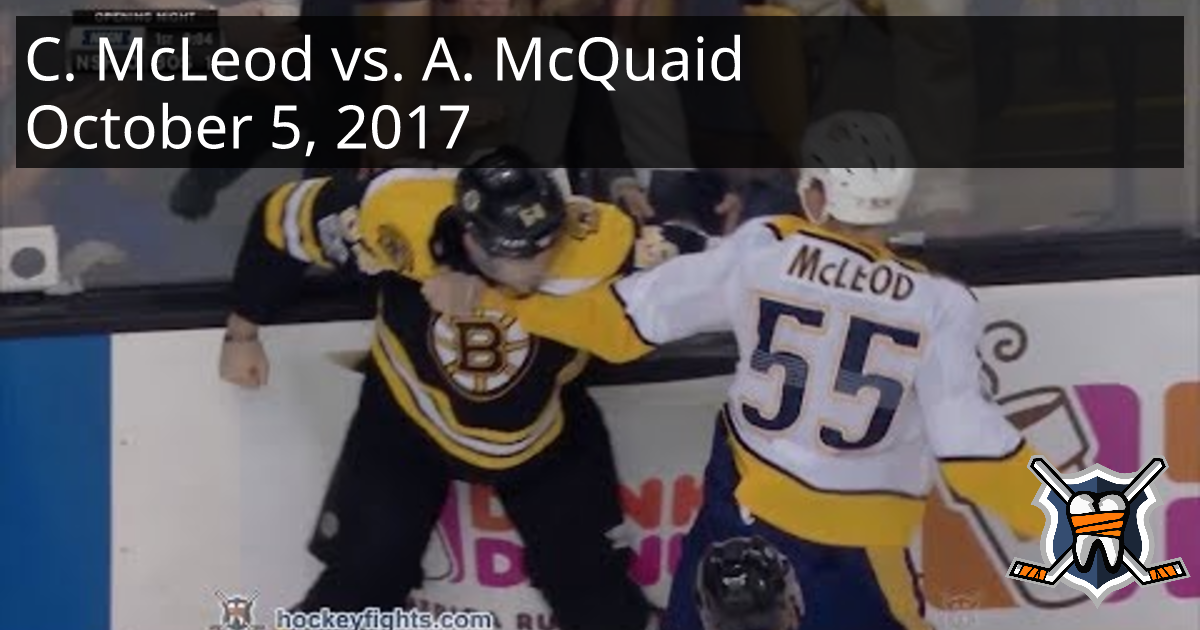 Cody McLeod vs. Adam McQuaid, October 5, 2017 - Nashville Predators vs ...