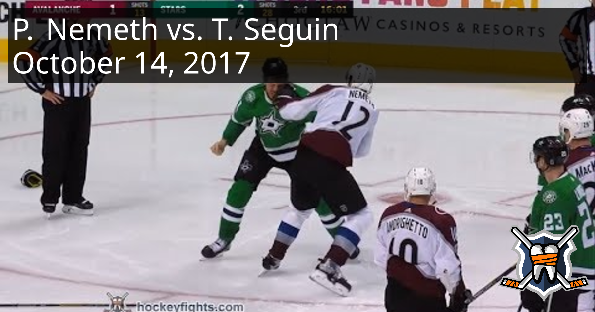Patrik Nemeth vs. Tyler Seguin, October 14, 2017 - Colorado Avalanche ...
