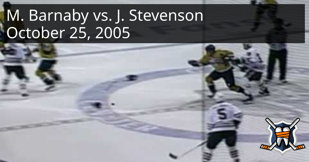 Matthew Barnaby vs. Jeremy Stevenson, October 25, 2005 - Chicago ...