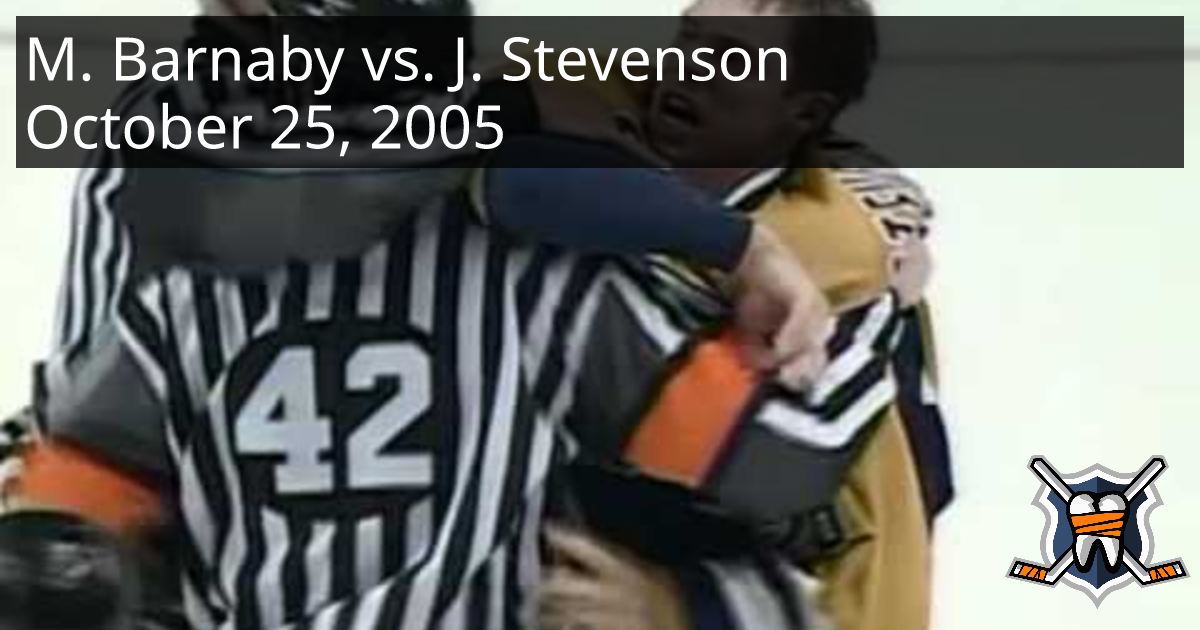 Matthew Barnaby vs. Jeremy Stevenson, October 25, 2005 - Chicago ...