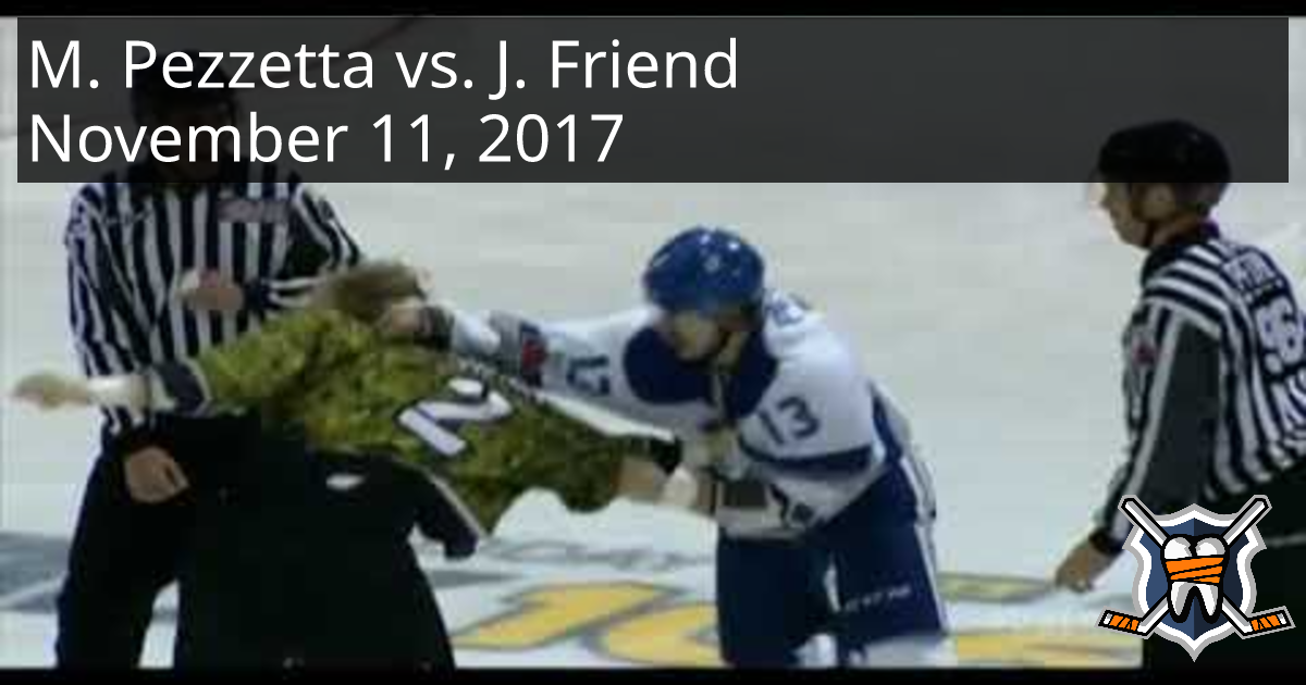 Michael Pezzetta vs. Jacob Friend, November 11, 2017 - Sudbury Wolves ...
