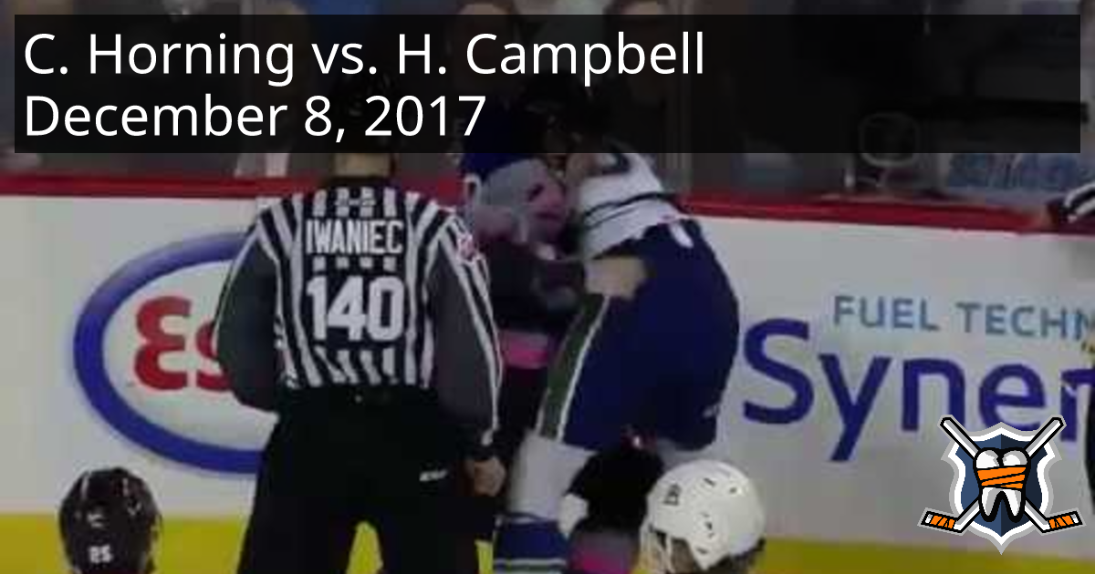 Connor Horning vs. Hunter Campbell, December 8, 2017 - Swift Current Broncos vs. Calgary Hitmen ...