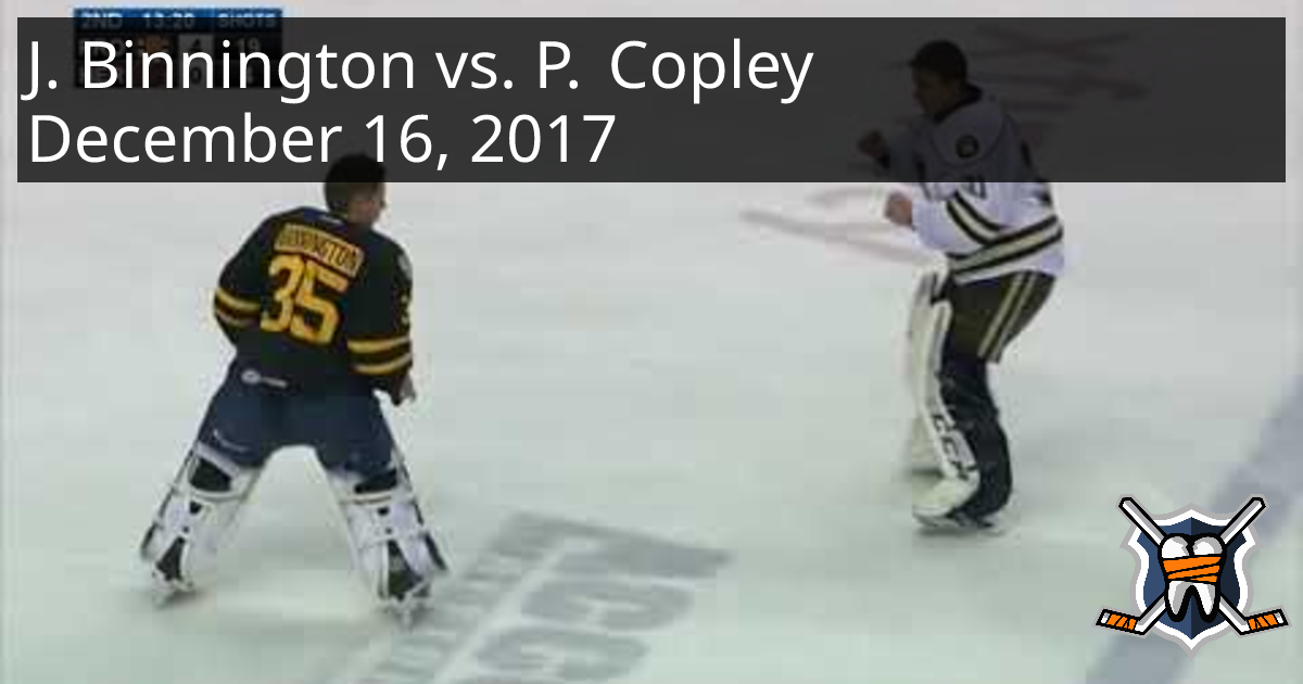 Jordan Binnington vs. Pheonix Copley, December 16, 2017 - Providence ...