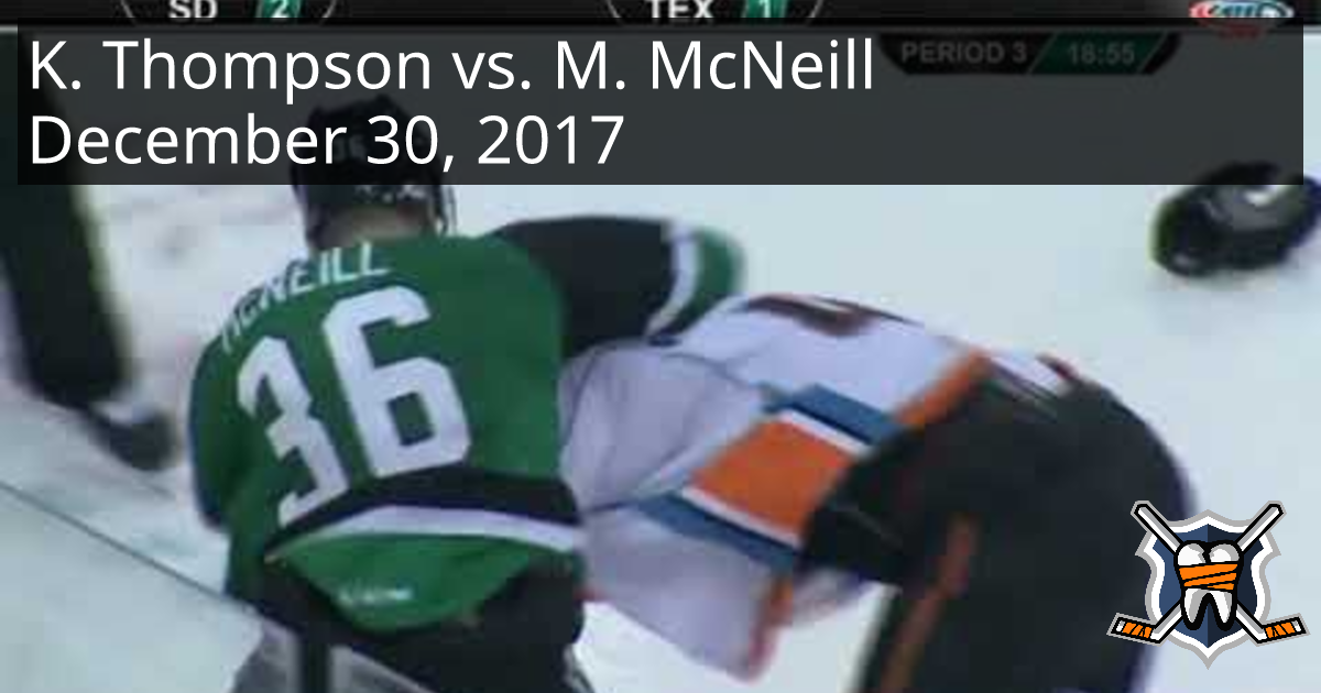 Keaton Thompson vs. Mark McNeill, December 30, 2017 - San Diego Gulls ...