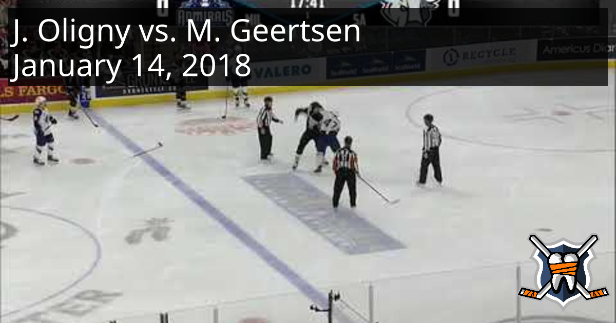 Jimmy Oligny vs. Mason Geertsen, January 14, 2018 - Milwaukee Admirals ...
