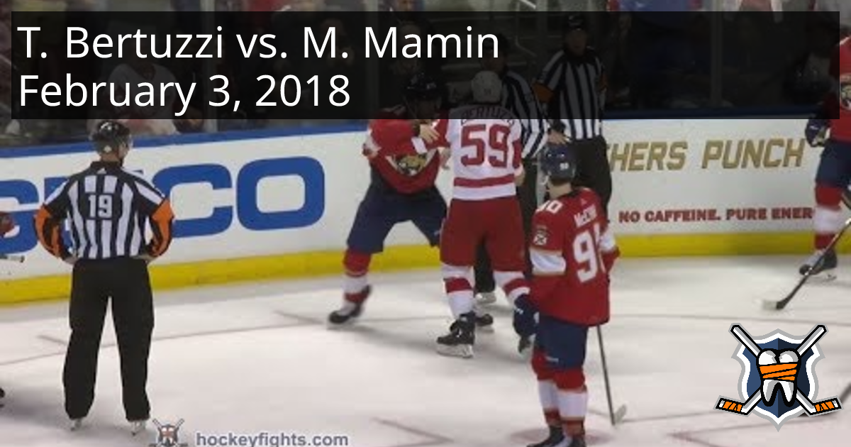 Tyler Bertuzzi vs. Maxim Mamin, February 3, 2018 - Detroit Red Wings vs ...