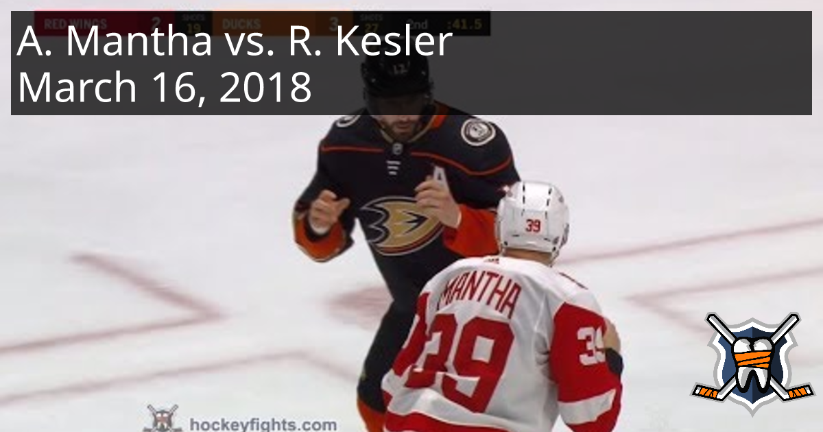 Anthony Mantha vs. Ryan Kesler, March 16, 2018 - Detroit Red Wings vs ...