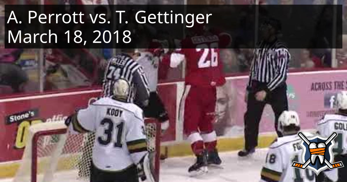 Andrew Perrott vs. Tim Gettinger, March 18, 2018 - London Knights vs ...