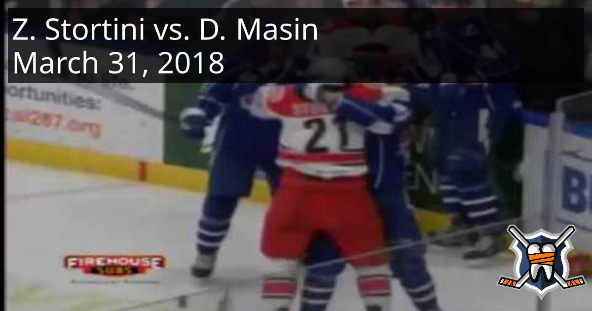 Zack Stortini vs. Dominik Masin, March 31, 2018 - Charlotte Checkers vs ...