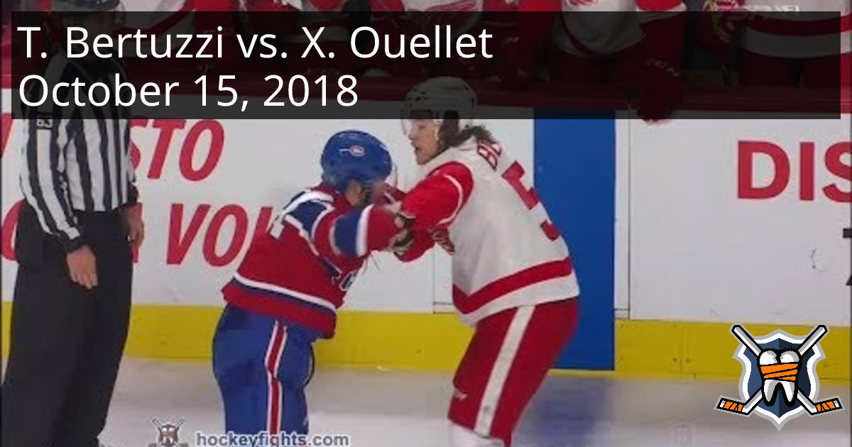 Tyler Bertuzzi vs. Xavier Ouellet, October 15, 2018 - Detroit Red Wings ...