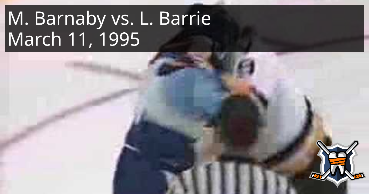 Matthew Barnaby vs. Len Barrie, March 11, 1995 - Buffalo Sabres vs ...
