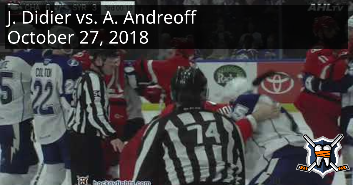 Josiah Didier vs. Andy Andreoff, October 27, 2018 - Charlotte Checkers ...
